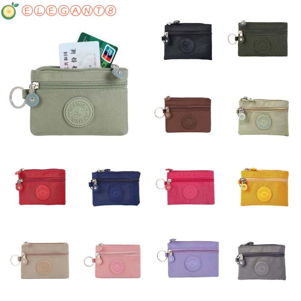 AELEGANT Short Zipper Coin Purse, Waterproof Nylon Double Layer Wallet ...