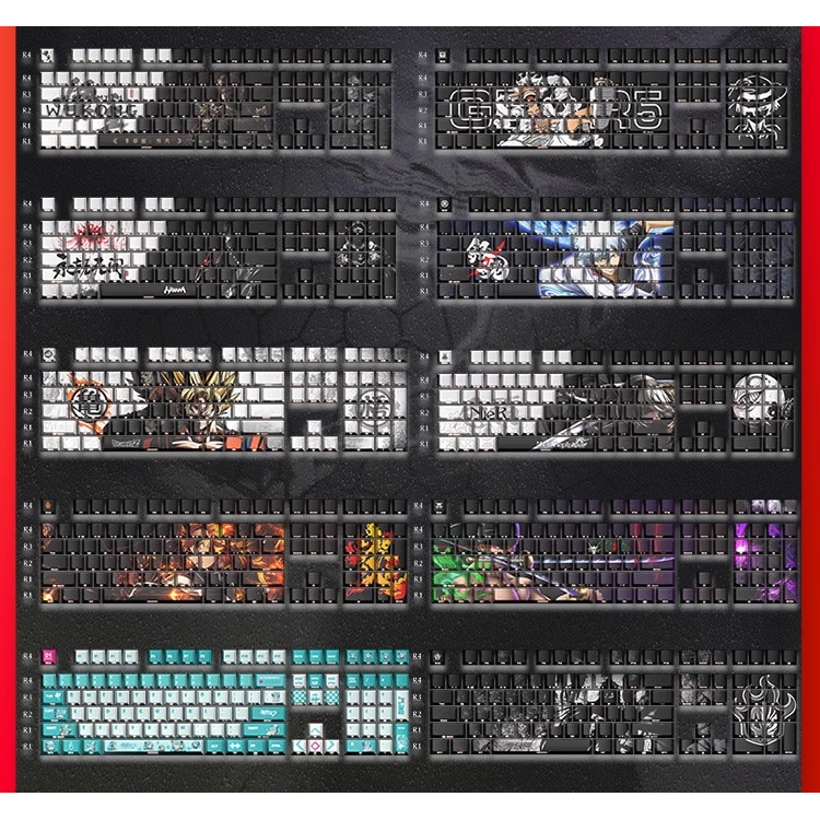PBT ONE PIECE Luffy Keycaps Side Print Anime Backlit keycaps Cherry ...