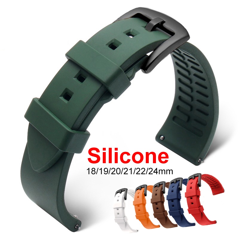 Silicone Rubber Watch Strap 18mm 19mm 20mm 21mm 22mm 24mm Quick Release ...