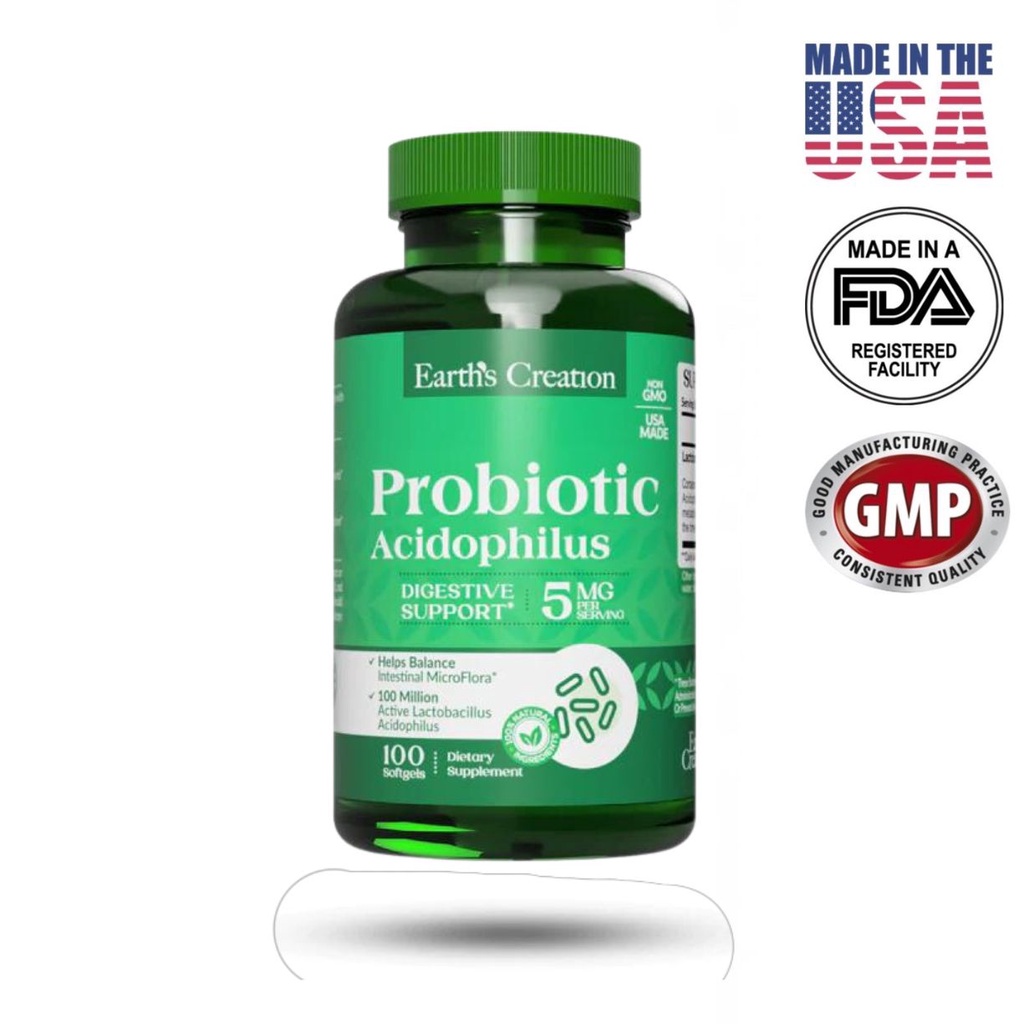 Earth's Creation Probiotic Acidophilus Digestive Health (100 Softgels ...