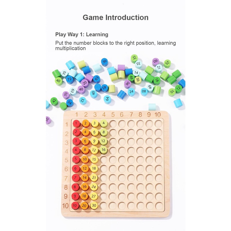 Wooden Montessori Multiplication Board: Preschool Learning Toys for ...