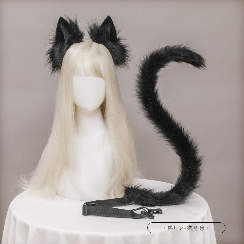 Cat Ears Cat Tail cosplay Realistic Animal Ear Headband Tail ...