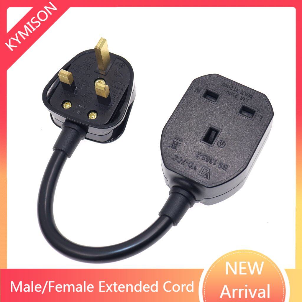 BS1363 UK British Male Plug to Female Outlet Socket Power Extension ...
