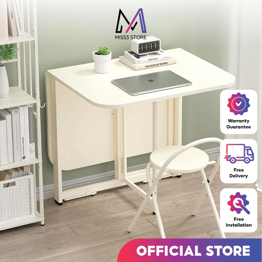 SG🔥Ready Stock🔥Smart Foldable Space Saving Dining Table White 120cm ...