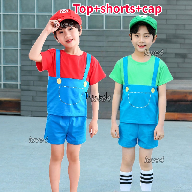 Super Mario Costume Baby Boys Shirt Shorts Girl Dress Brother and ...