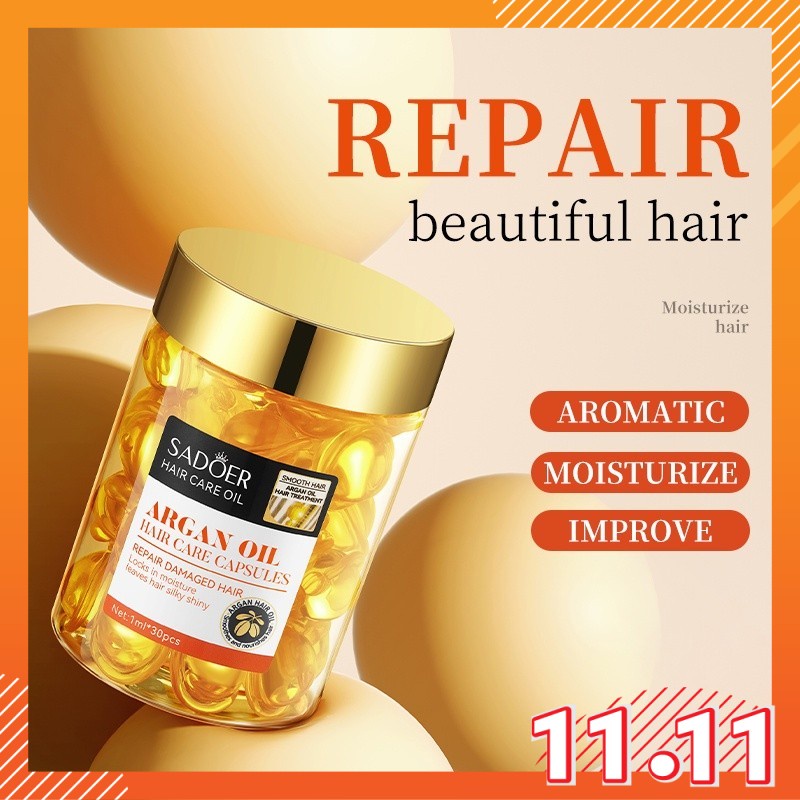 MAY SADOER Morocco Argan Oil Hair Care Capsules Repair Damage Hair Dry Hair Frizzy Hair (1ml x ...