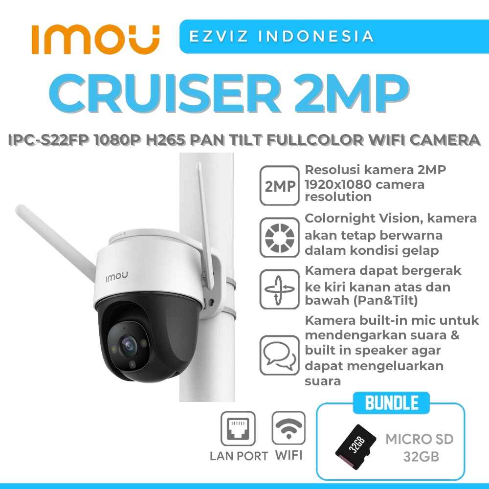 Imou CRUISER 2MP IPC-S22FP 1080P H265 PAN TILT FULLCOLOR WIFI CAMERA ...