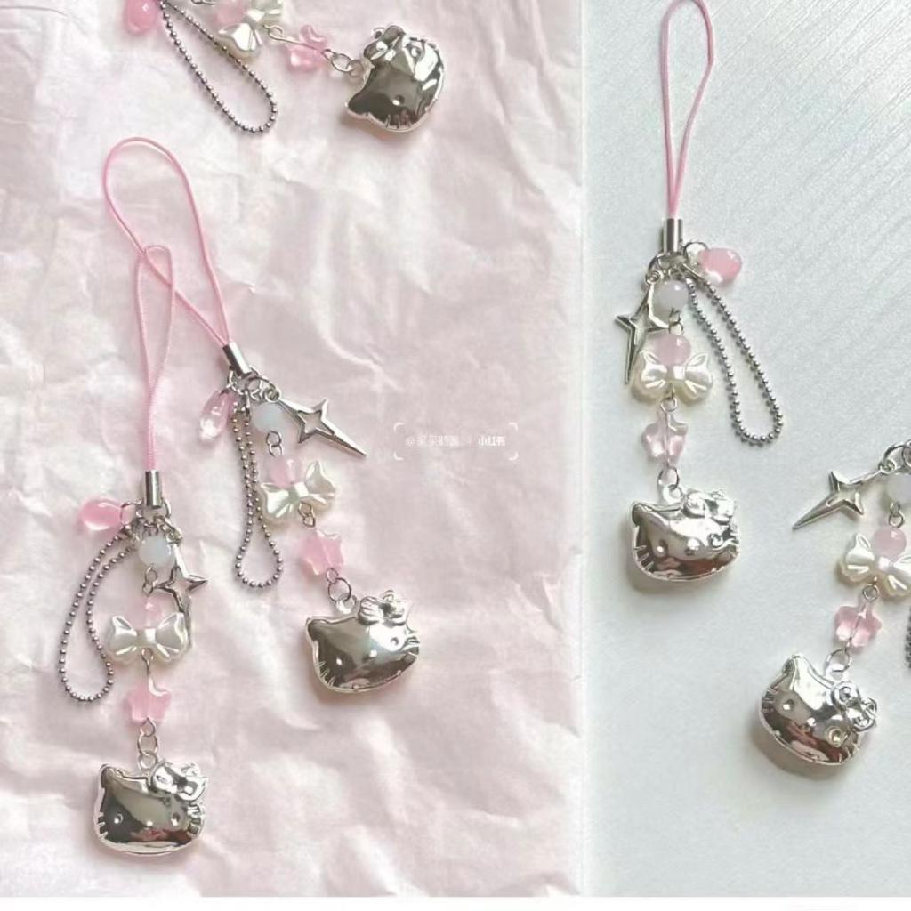 Steve Cute Silver Hello Kitty Bow Heart Phone Chain Photo Album ...