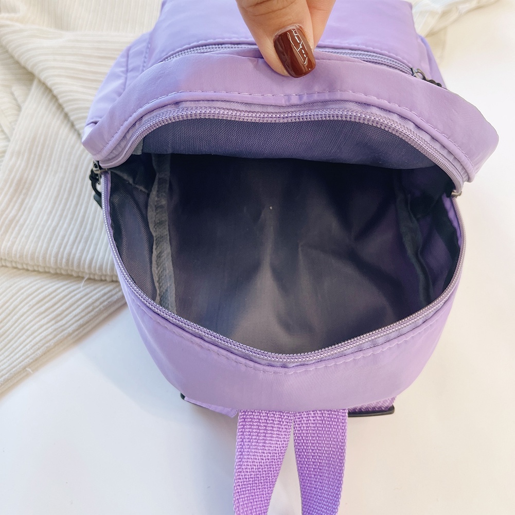 Fashion Ladies Solid Color Backpack Popular Style School Nylon Mini ...
