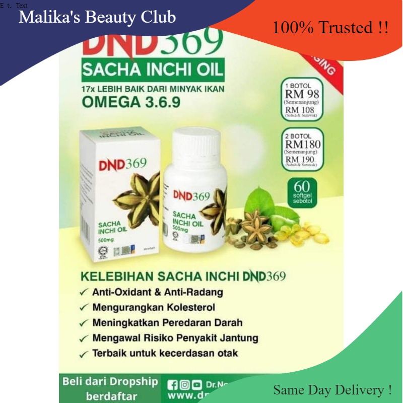 DND 369 SACHA INCHI OIL SOFTGEL | MINYAK SACHA INCHI | Shopee Singapore