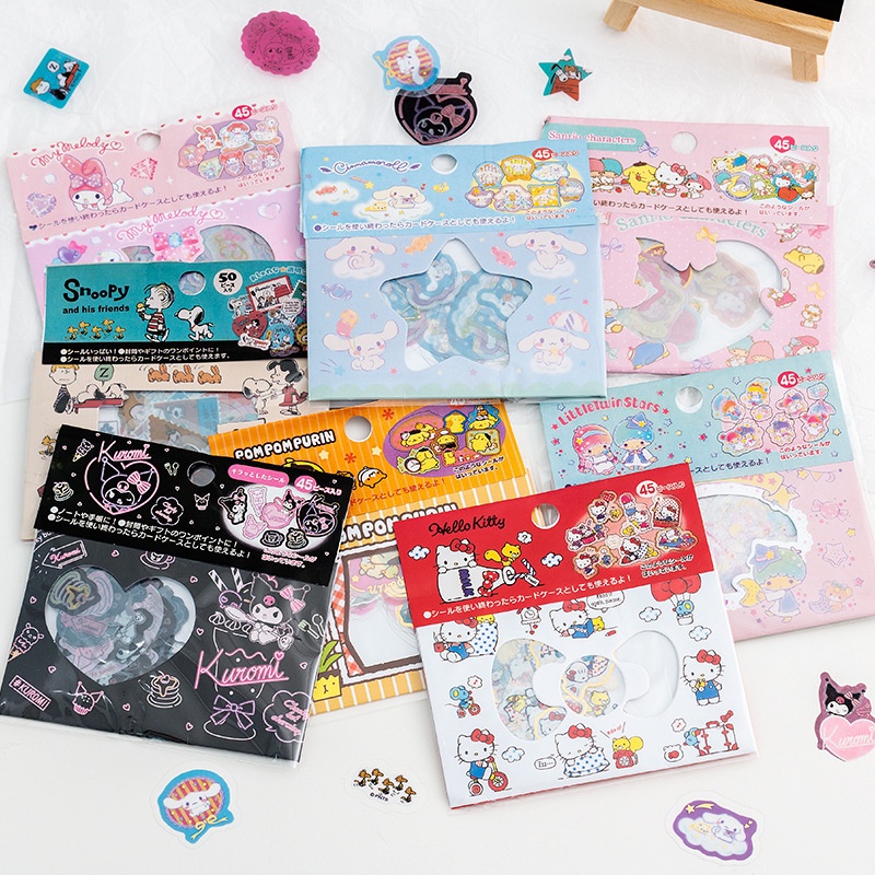 Kuromi Sticker Set Japanese Sanrio Cartoon Cute Purin Kuromi little ...