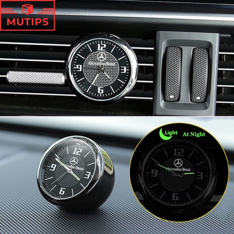Mercedes Benz Car Luminous Quartz Mini Clock Dashboard Digital Watch ...