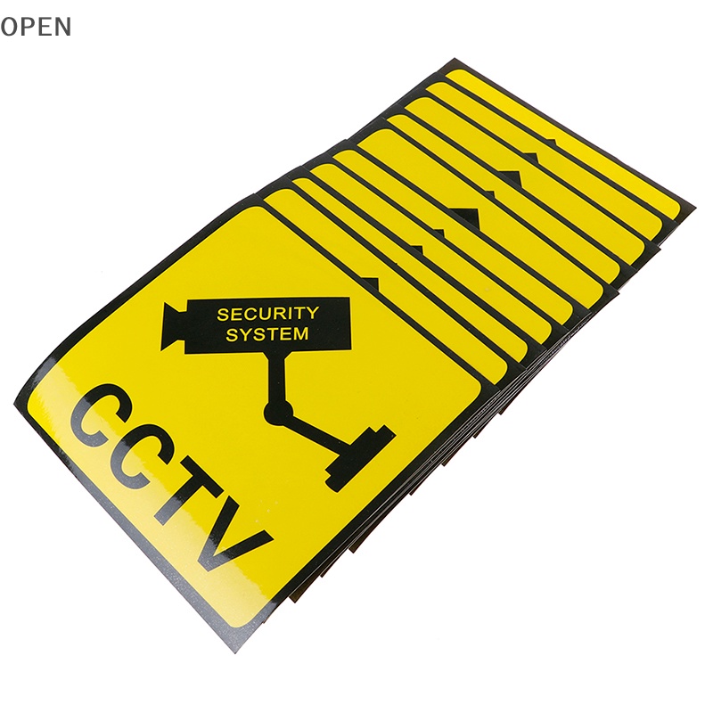 OP 10Pcs CCTV Video Surveillance Security Camera Alarm Sticker Warning ...