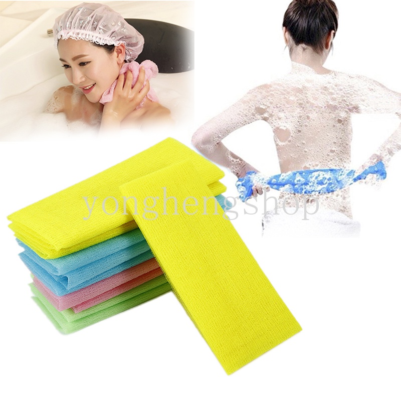 Long Nylon Mesh Bath Towel Back Rub Body Wash Skin Exfoliating Scrub ...