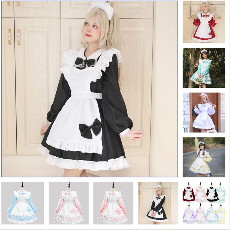 Original Super Cute Japanese Black White Maid Costume Long-Sleeved Maid ...