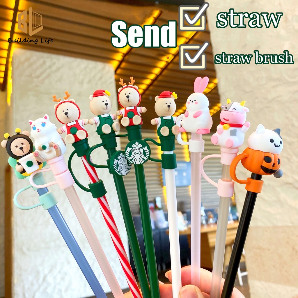 Starbucks Straw Cap Universal Recyclable Leak-proof Dust-proof Cute ...
