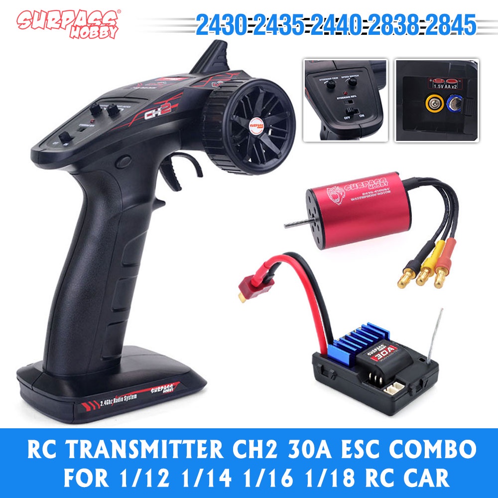 SURPASS HOBBY RC Transmitter and Receiver Motor ESC Comb Set CH2 ...