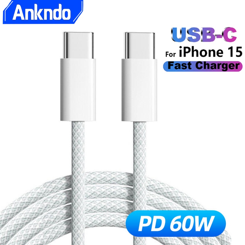 PD 60W Type C to Type C Cable For i-Phone 15 Pro Max/ i(Pad USB C Fast ...