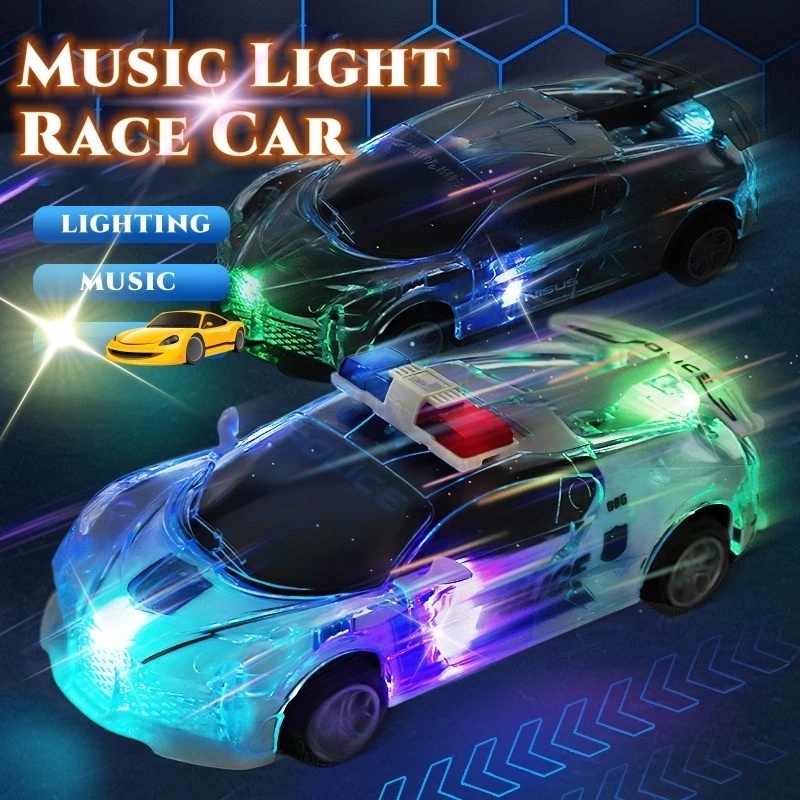 360℃ LED Music Light Race Car ToyFlashing Police Cars Boys Musical ...