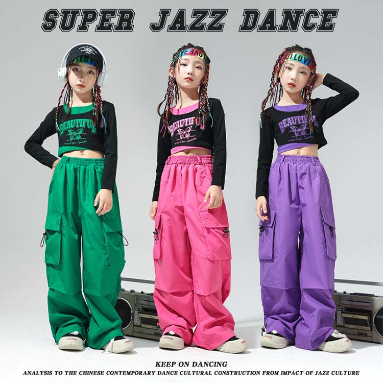 Kids Hip Hop Dancing Costumes for Girls Ballroom Shirt Pants Jazz Dance ...