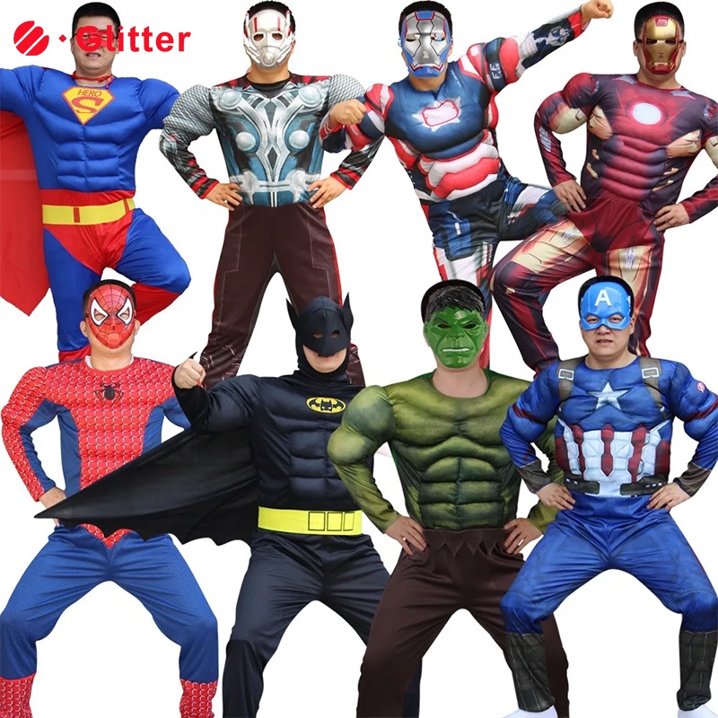 Adult Men Superhero Spiderman Ironman Captain America Hulk Thor Batman ...