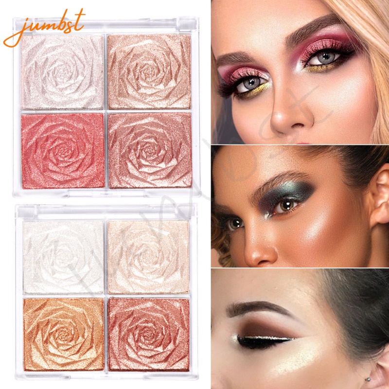 4 COLOR Highlighter Powder Glitter Palette Makeup Glow Face Contour ...