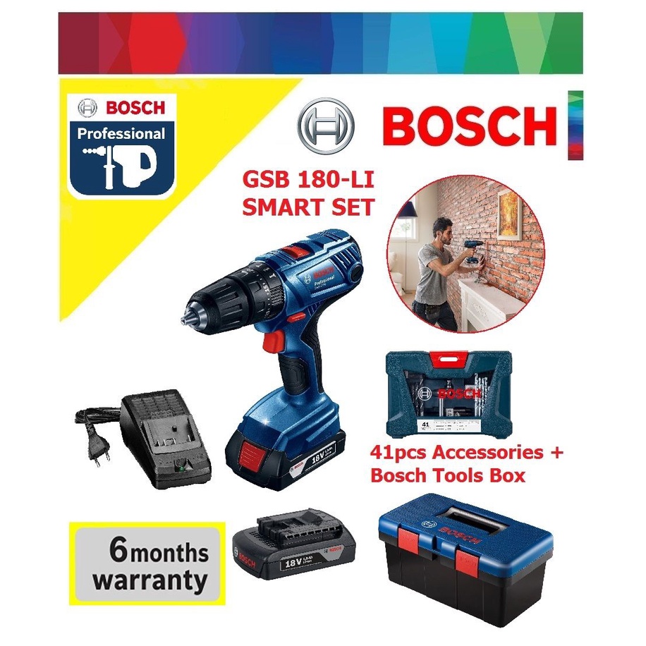 Bosch GSB 18V Cordless Impact Drill + Tools Box Set | Shopee Singapore