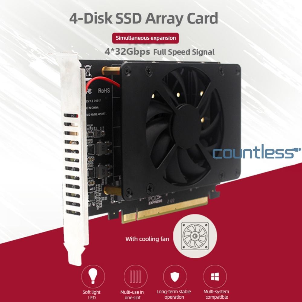 AU Motherboard PCIE Splitter Card with Heat Sink Quad NVMe PCIe Adapter ...