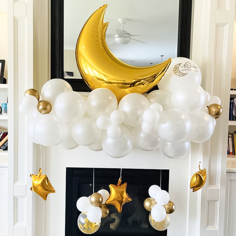 Ramadan Festival Decor Kit Stars & Moons Balloon Set for TV Wall and ...