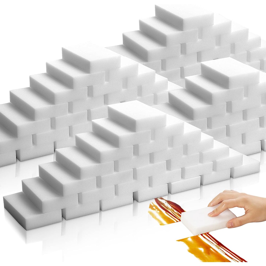 30/100PCS Magic Sponge Eraser Cleaning Nano Foam Cleaner White Sponge ...