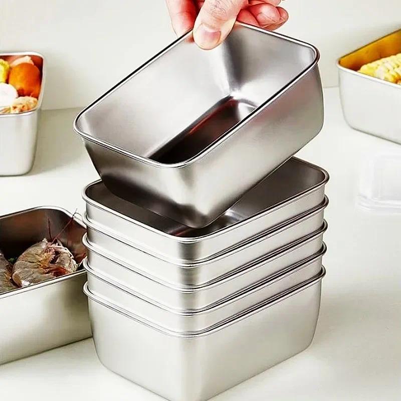 【Local】6Pcs 600ml Stainless Steel Refrigerator Food Storage Box with ...
