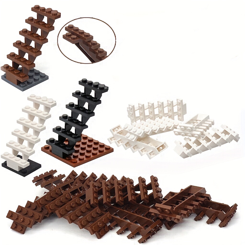 4pcs Staircase MOC Bricks 7x4x6 House Stairs Straight Open 30134 Steps ...