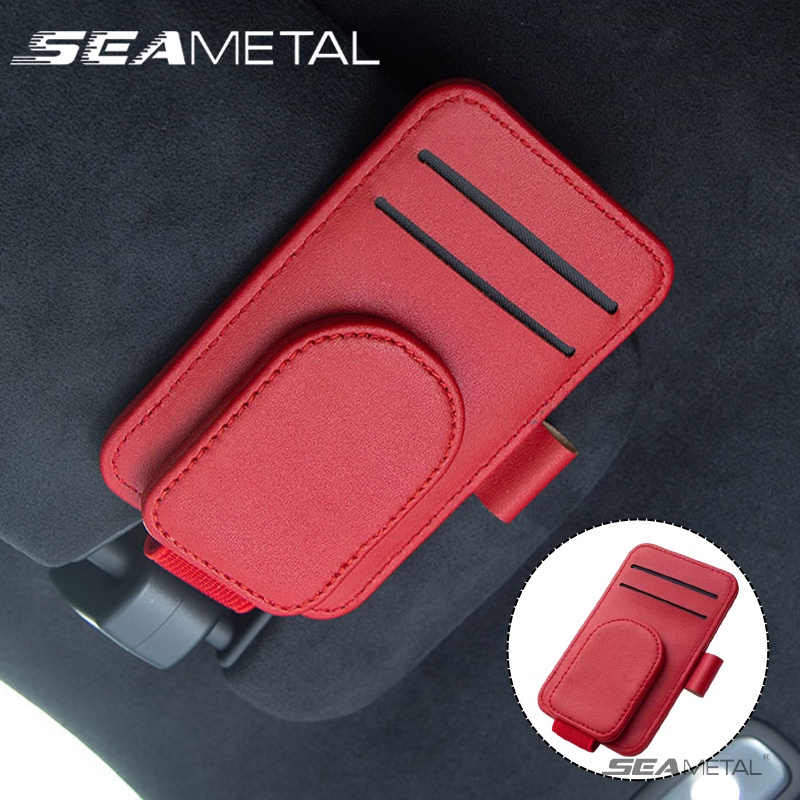 SEAMETAL Leather Car Card Holder Sun Visor Organizer Pouch Organiser ...