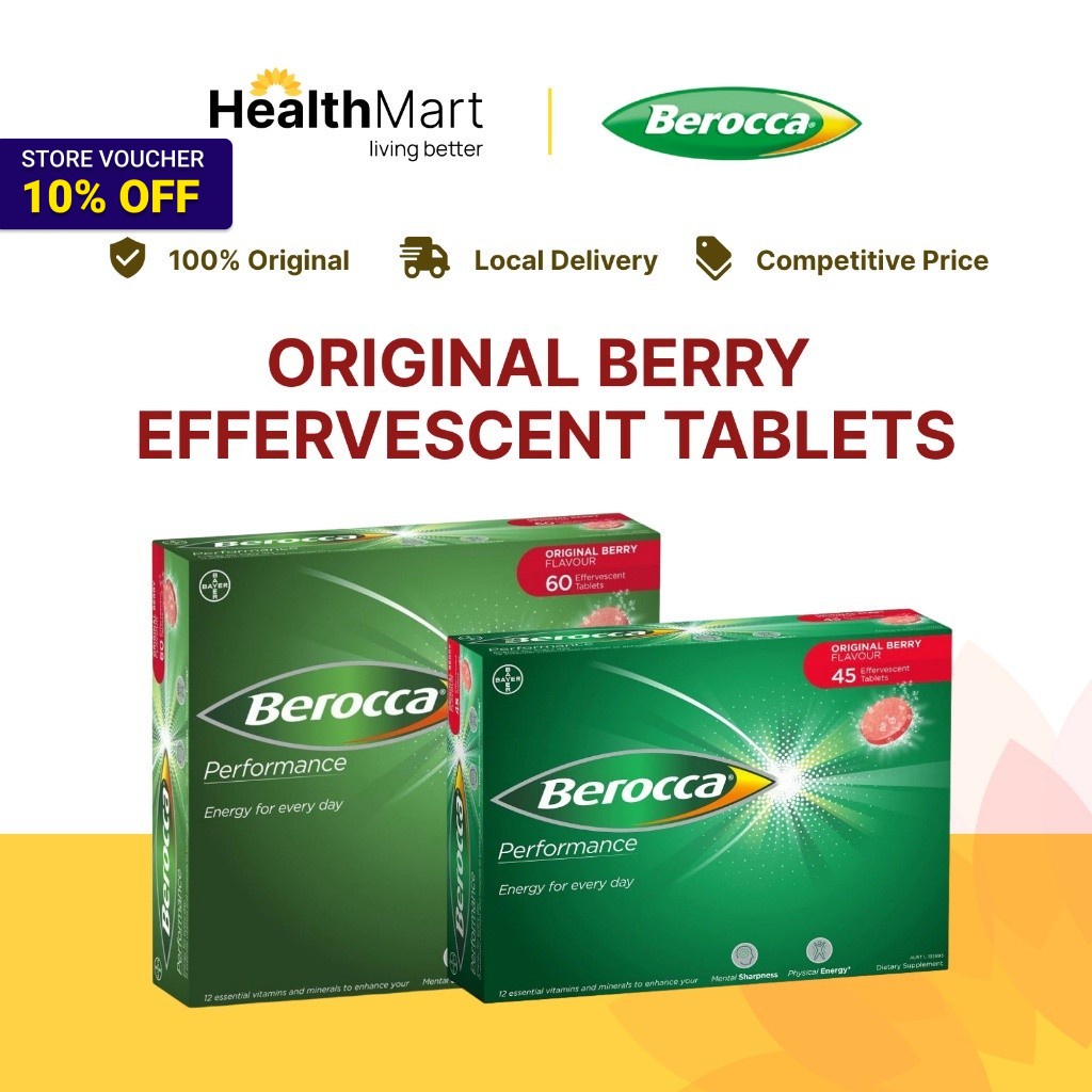 [SG] Berocca Energy Vitamins Effervescent Tablets, Original Berry ...