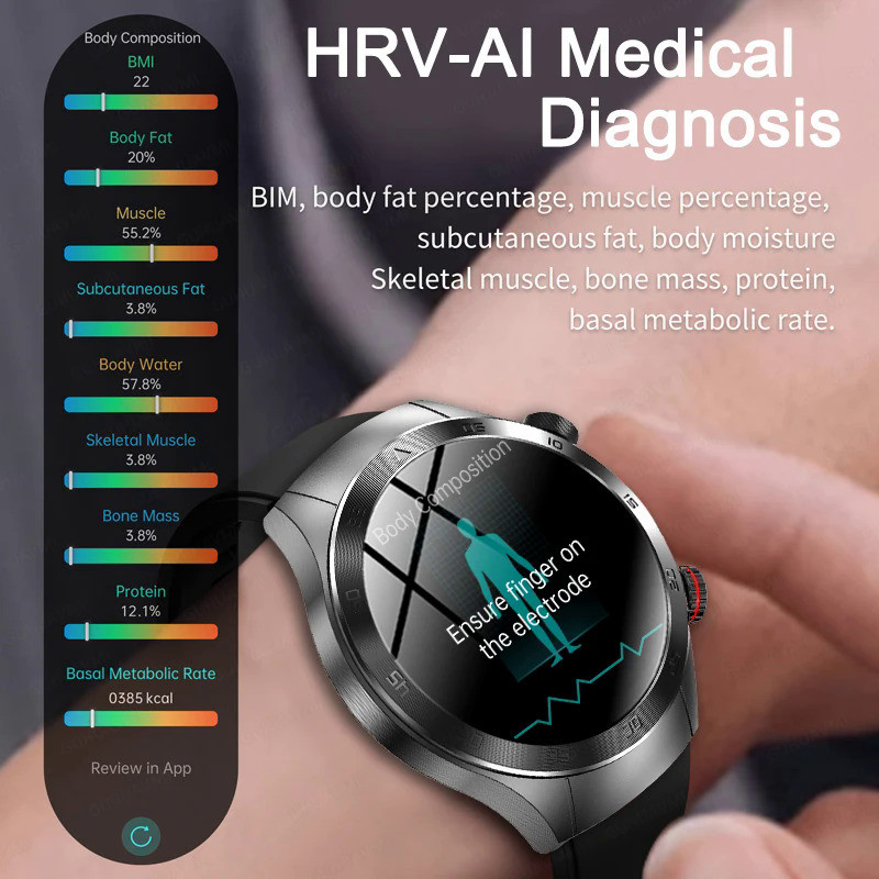 2024 New Laser Therapy ECG PPG HRV Smart Watch Micro Physical Exami ...