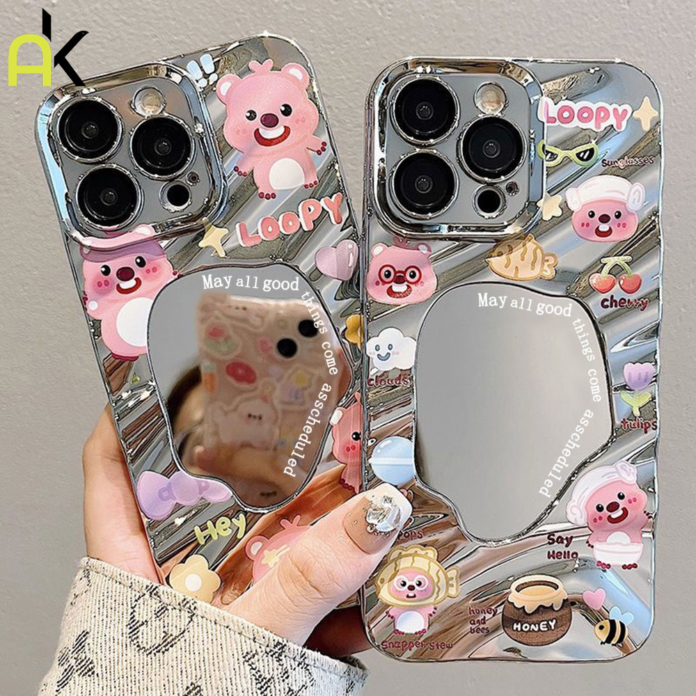 AK Mobile Phone Case Makeup Mirror For IPhone 11 12 13 14 15 16 Pro Max ...