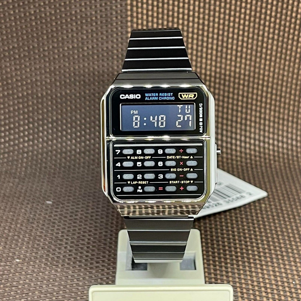 Casio Vintage CA-500WEGG-1B Black Stainless Steel Calculator Digital ...