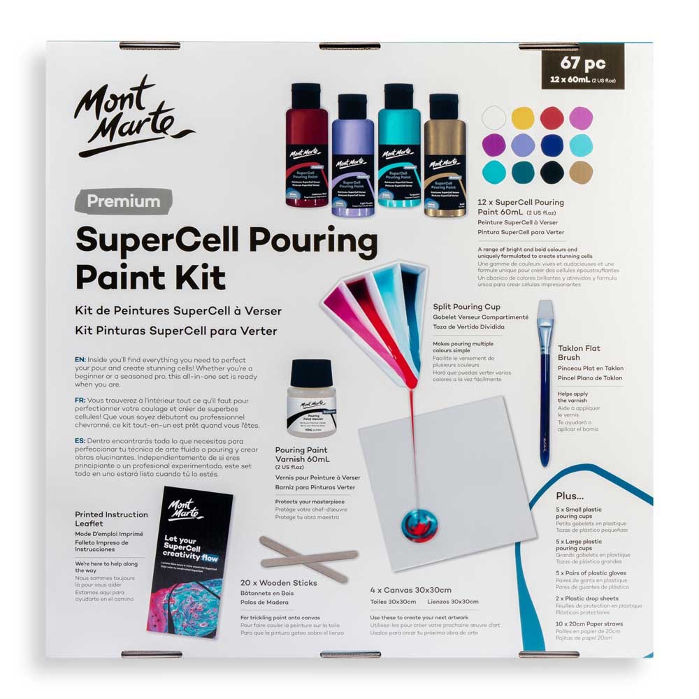 Mont Marte SuperCell Pouring Paint Kit Premium Set for Stunning Acrylic ...