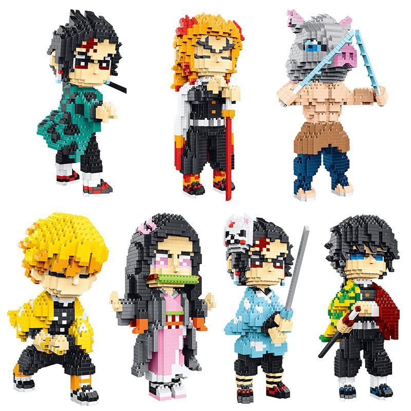 Cartoon Mini Blocks Demon Slayer Auction Figures DIY Building Bricks ...