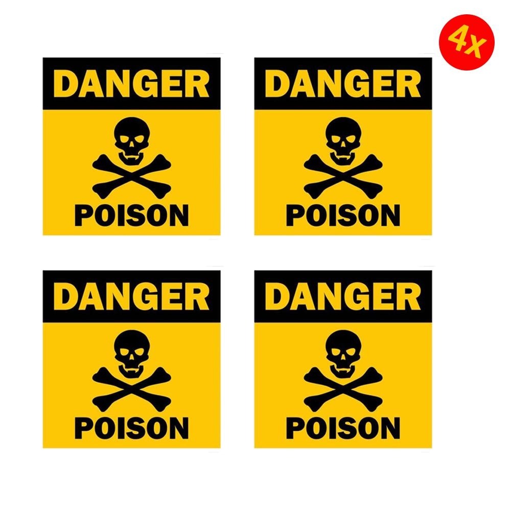 4X Sticker Tuning Decal Car Motorcycles Danger Warning Sign Poison ...