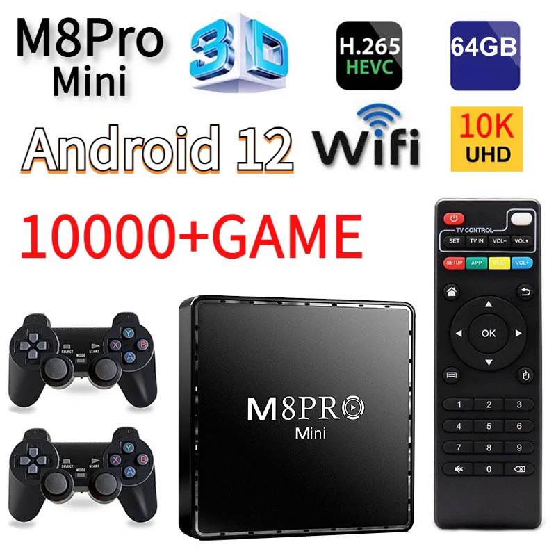 M8Pro Mini Video Game Console 10K 64G 10000 Retro Games Android 12 ...