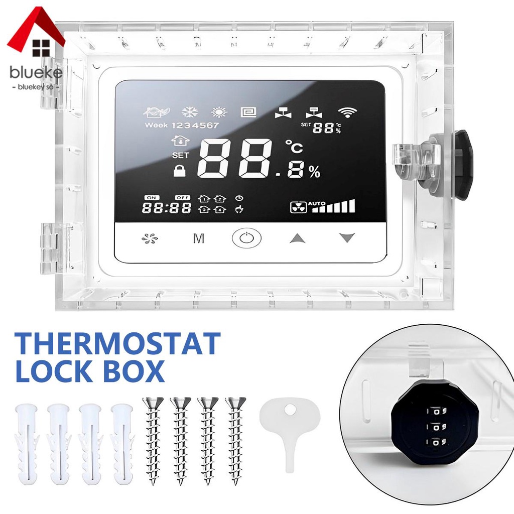 Thermostat Box with Combination Lock Clear Thermostat Protective Cover ...