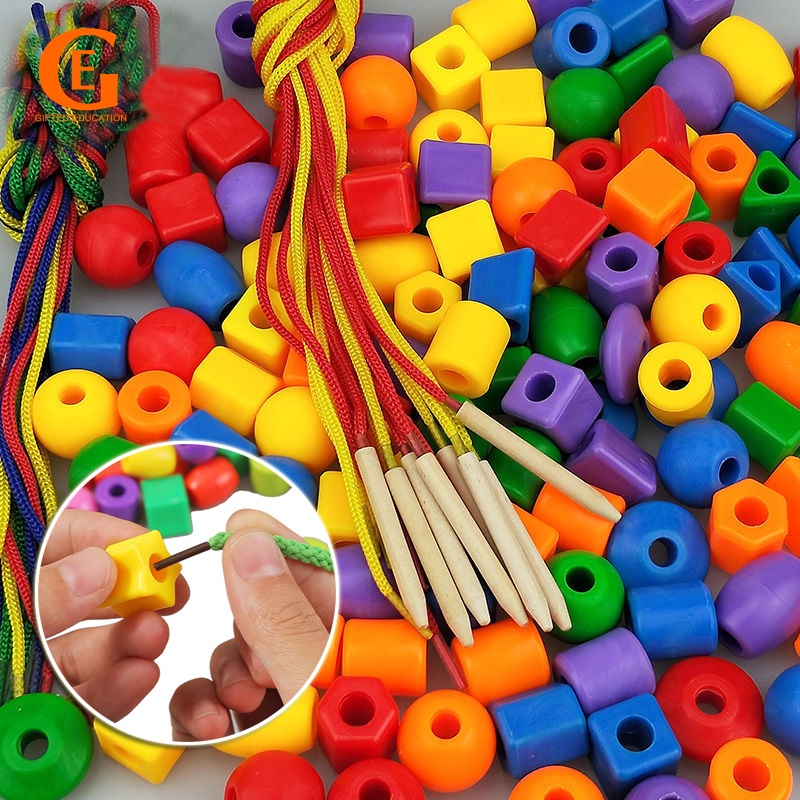 25/40/60Pcs Kids String Beads Toy Rope Threading Toys Montessori Fine ...