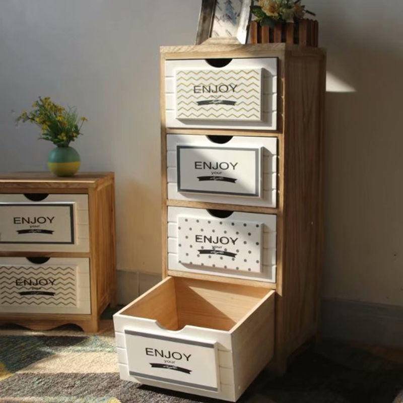 Nordic solid wood drawer style storage cabinet, bedroom, multi-layer ...
