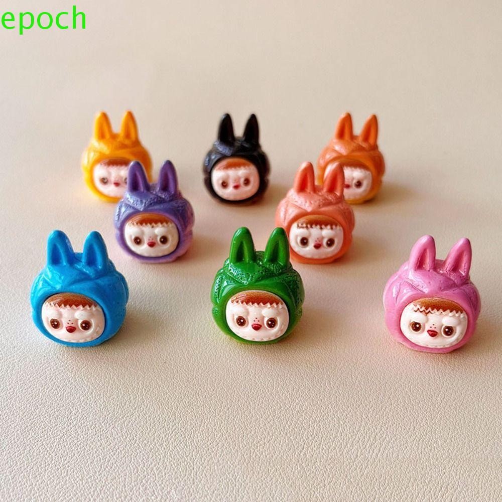 EPOCH 8pcs Labubu Resin Cartoon Figurine, Crafts Gradient Color Labubu ...