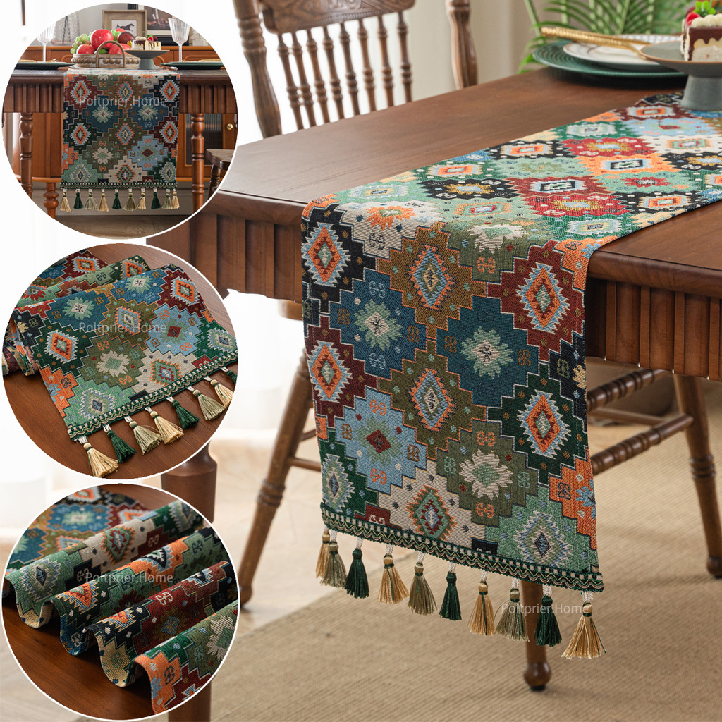 Table Cover American Retro Luxury Oil Painting Embroidered Table Cloth ...