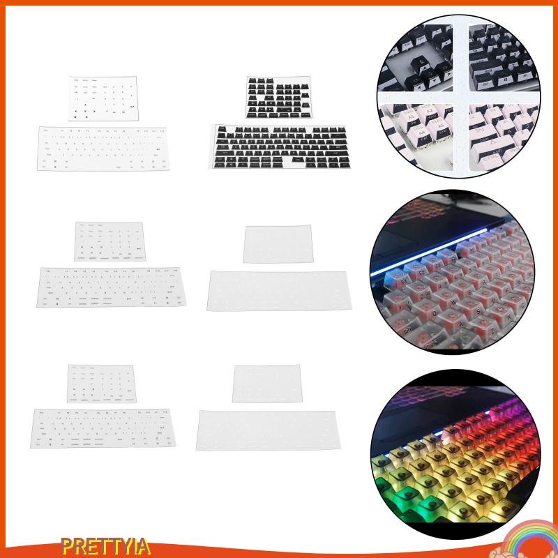[PrettyiaSG] Fully Transparent ABS Keycaps Side English Fonts Sticker ...