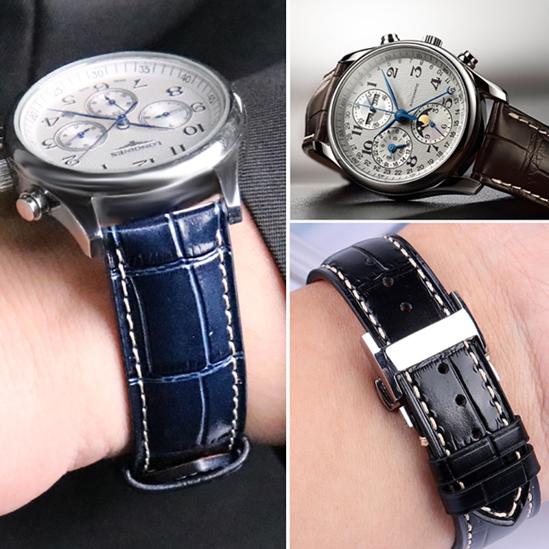 Genuine Leather Watch Strap For Longines L2 L3 L4 Masters COLLECTION Watchband Cowhide Strap ...