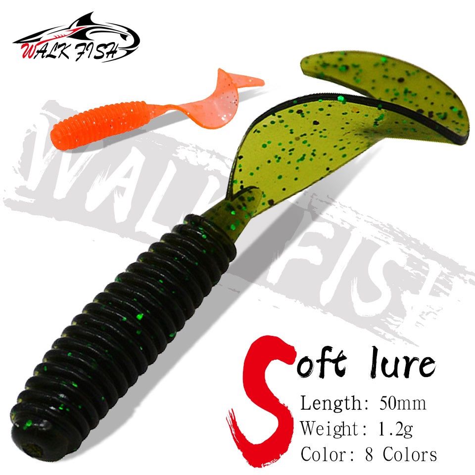 WALK FISH 10Pcs Long Tail 50mm Silicone Fishing Lure Fishing Lure Soft ...