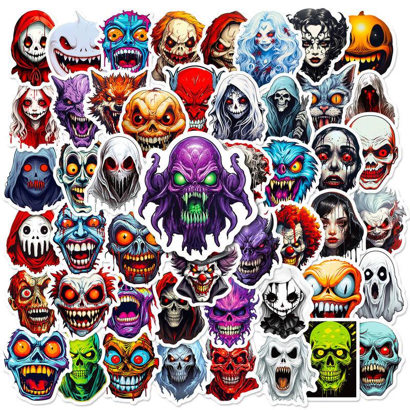 50 Sheets Horror Graffiti Stickers Hot Sale Thriller Skull Halloween ...